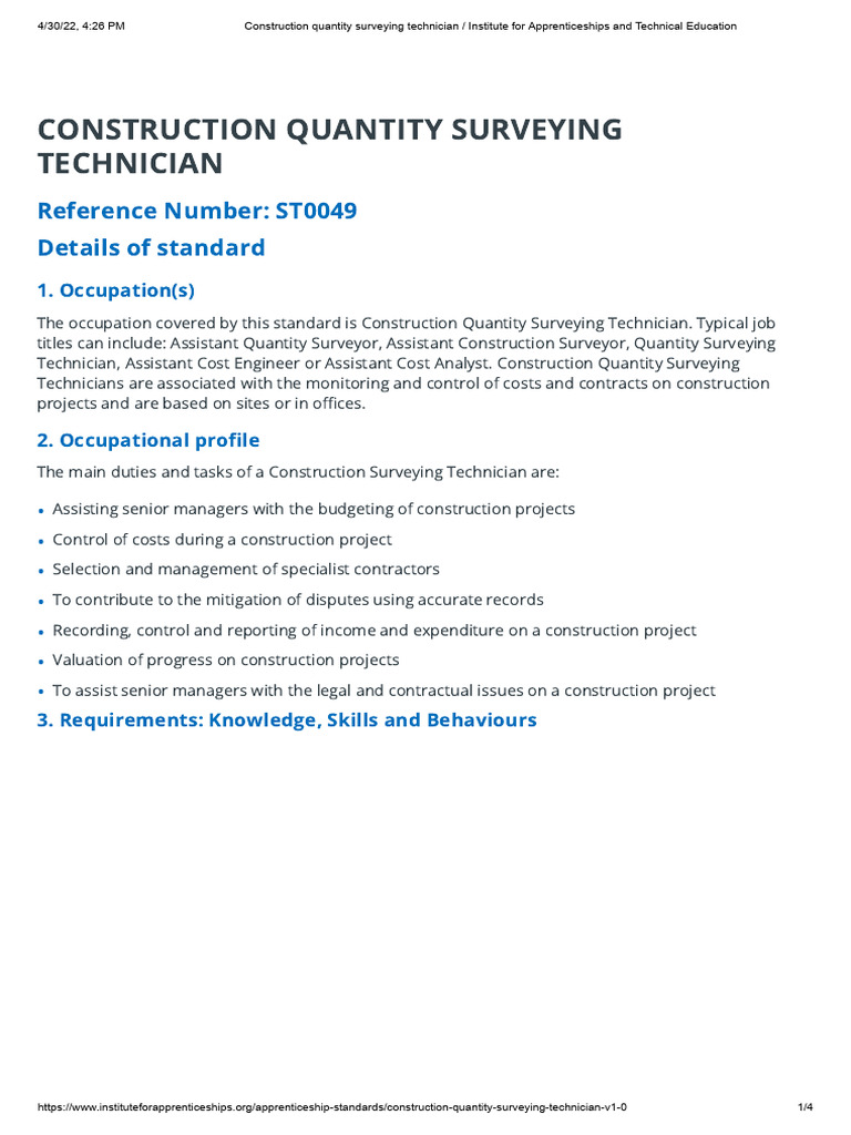 Article - Construction - Quantity - Surveying - Technician-Apprenticeships and Technical ...