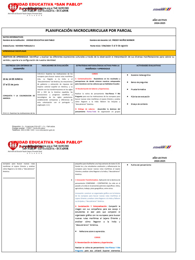 Pud de 9no Eess | PDF | Plan de estudios | Evaluación