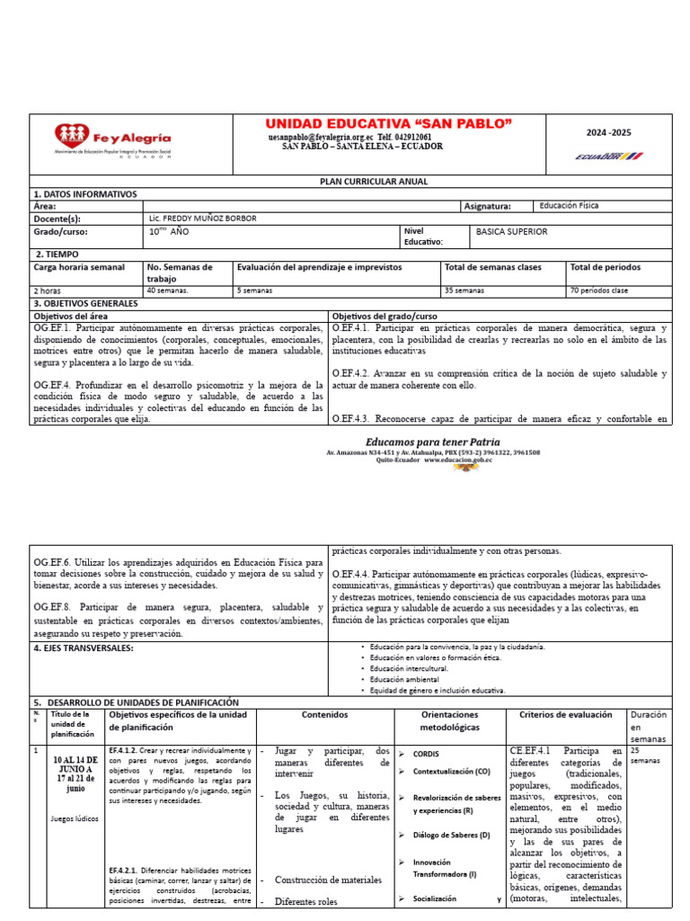Pca-Eeff Basica Superior 2024 - 2025 | PDF