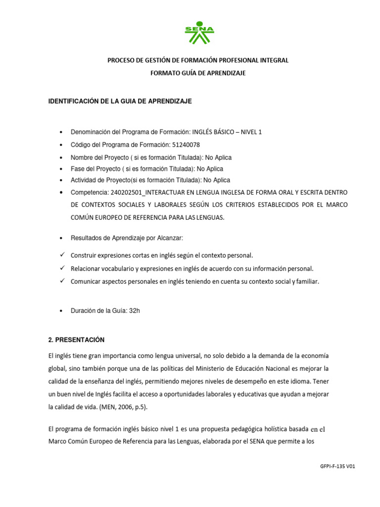 To be revised Guia de Aprendizaje_Inglés Básico Nivel 1_Mar C & Ago ...