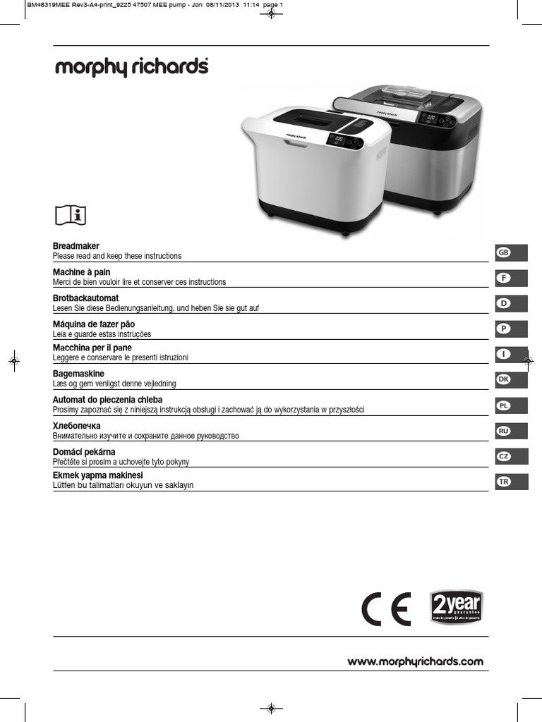 Morphy Richards 48319 Bread Maker | PDF | Home Appliance