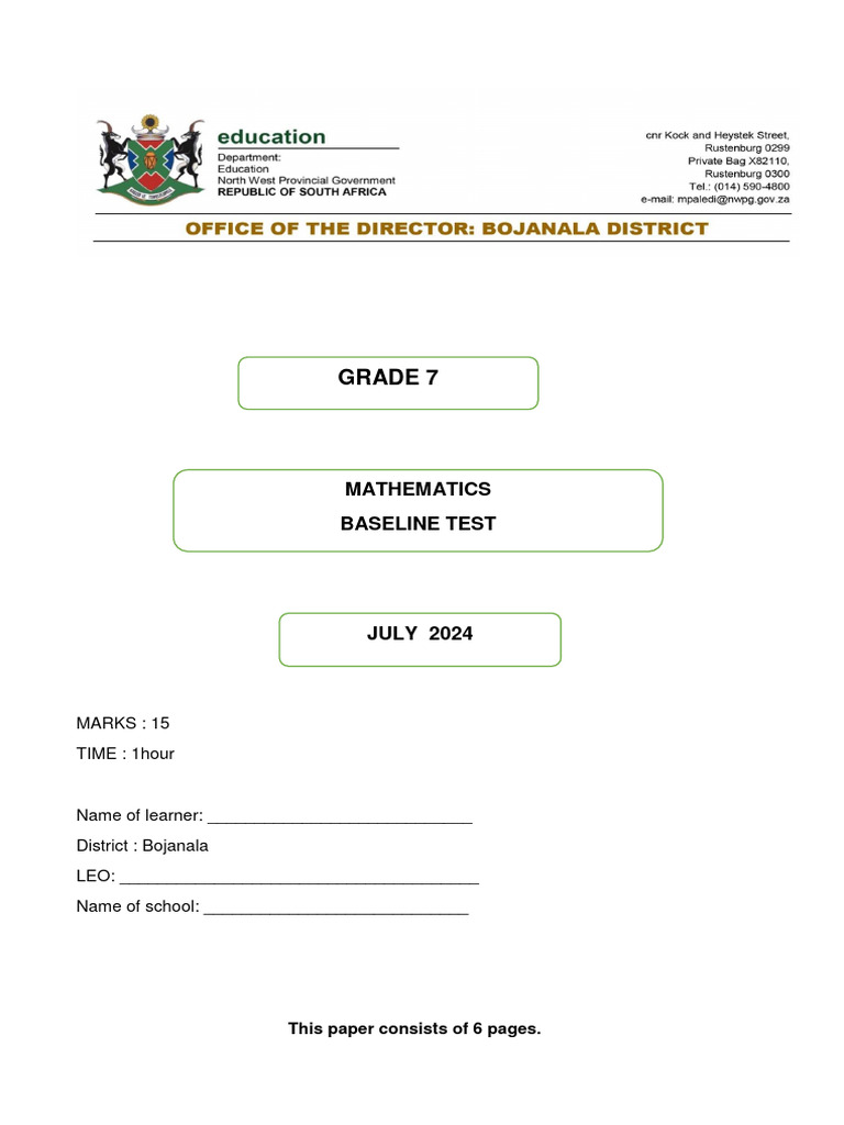 Grade 7 Term 3 Baseline | PDF | Rectangle | Triangle