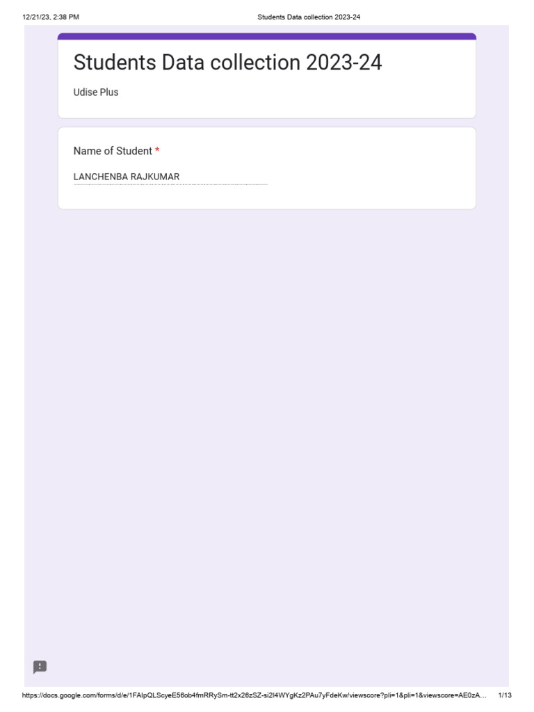 Student Data Collection 2023-24 | PDF | Attention Deficit Hyperactivity ...