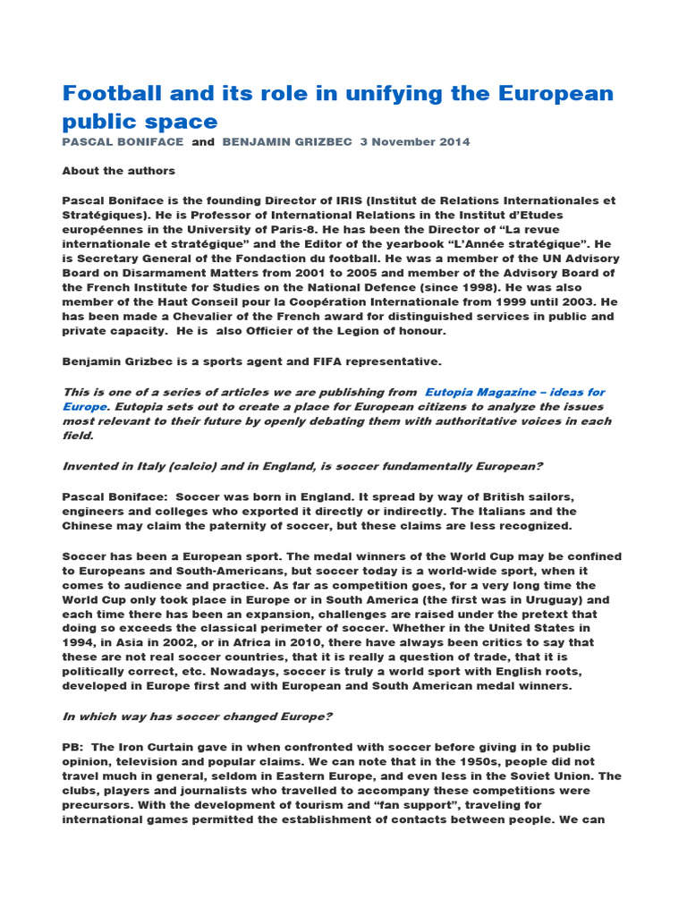 Football and Its Role in Unifying The European Public Space | PDF ...
