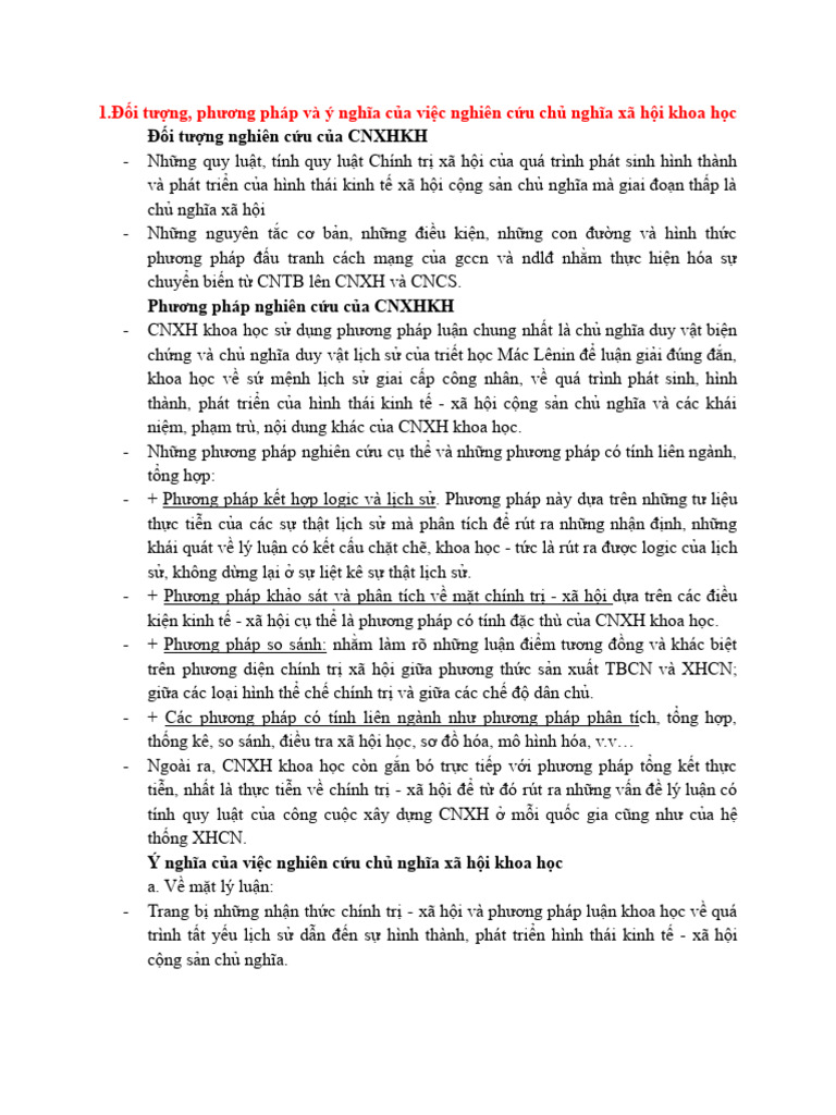 Bản sao của Đề cương CNXH | PDF