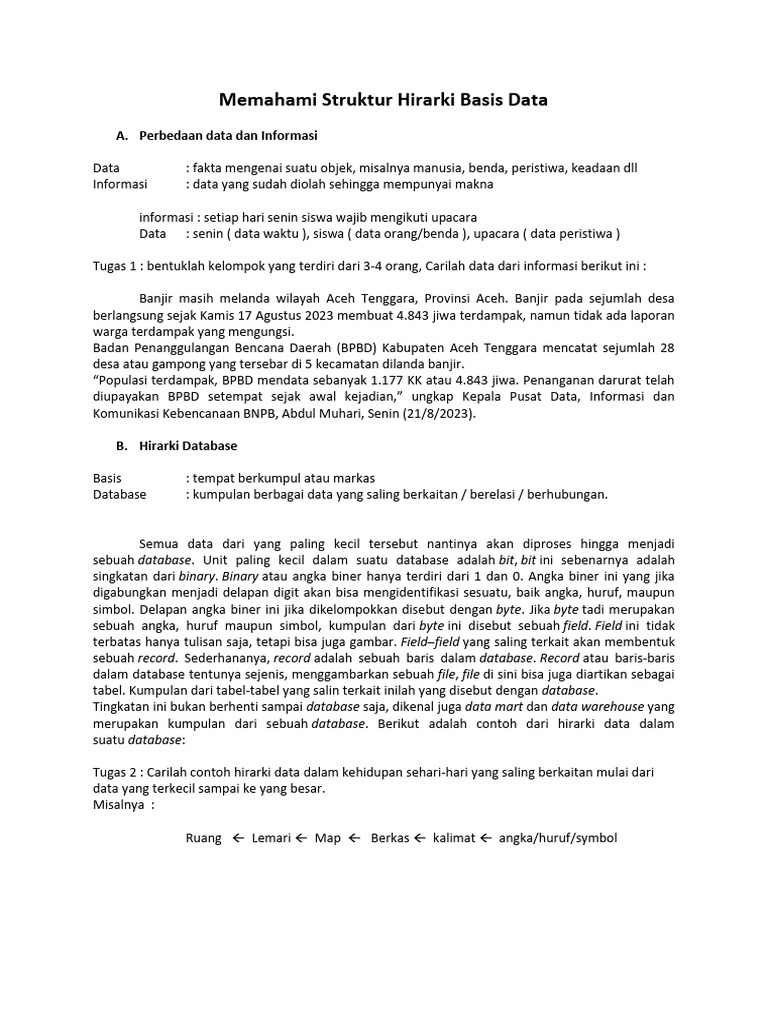 Struktur Hirarki Database | PDF | Metode & Bahan Ajar | Komputer