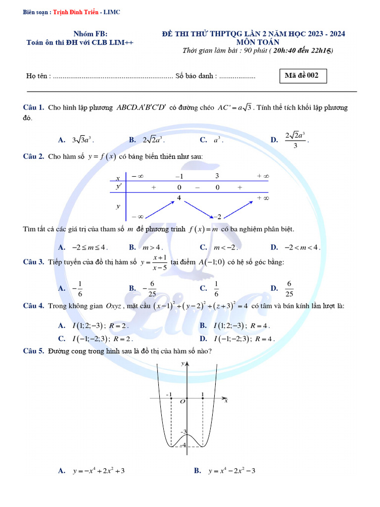 Đề 002 - LIMC | PDF