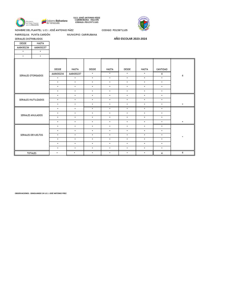 Formato Liquidacion de Titulos 2024 | PDF