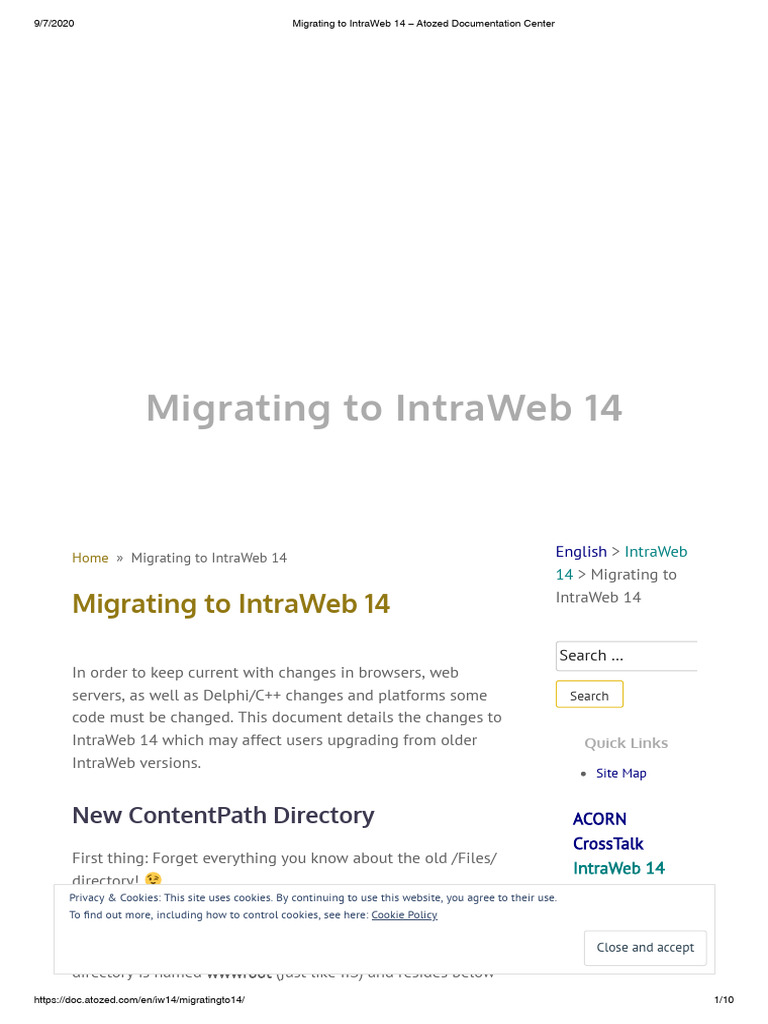 Migrating To IntraWeb 14 - Atozed Documentation Center | PDF | Http Cookie | Computing