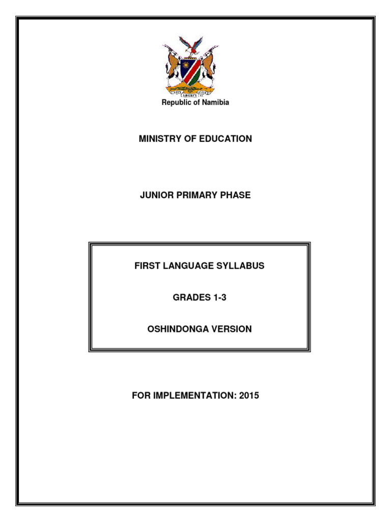 Oshindonga Syllabus Grades 1-3 Overview | PDF | Tone (Linguistics ...