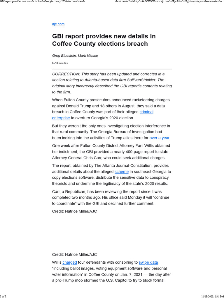 GBI Report Provides New Details in South Georgia County 2020 Elections ...