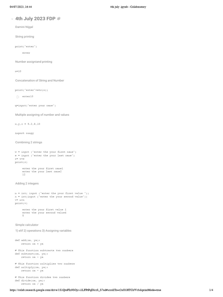 Python Basics: Strings, Lists, and Calculator | PDF | Computer Science | Mathematics