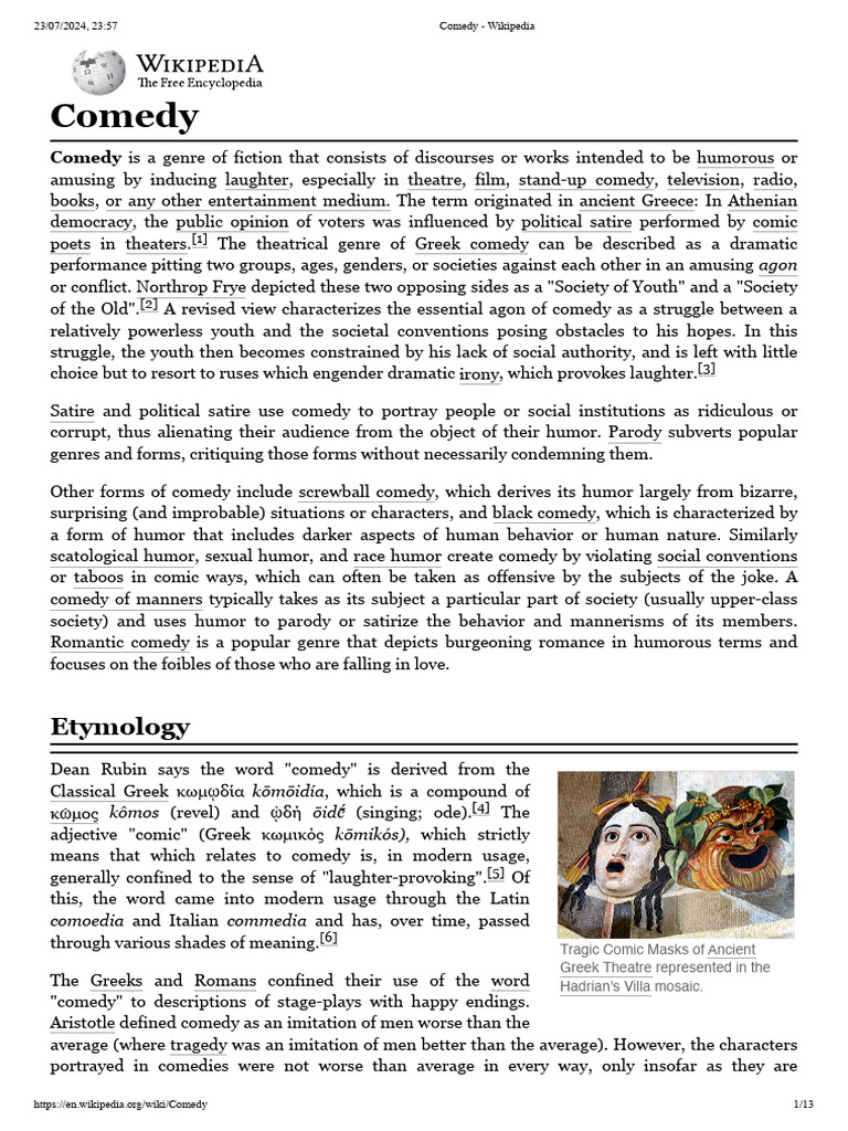 Ancient Greek Comedy Explained | PDF | Comedy | Performing Arts