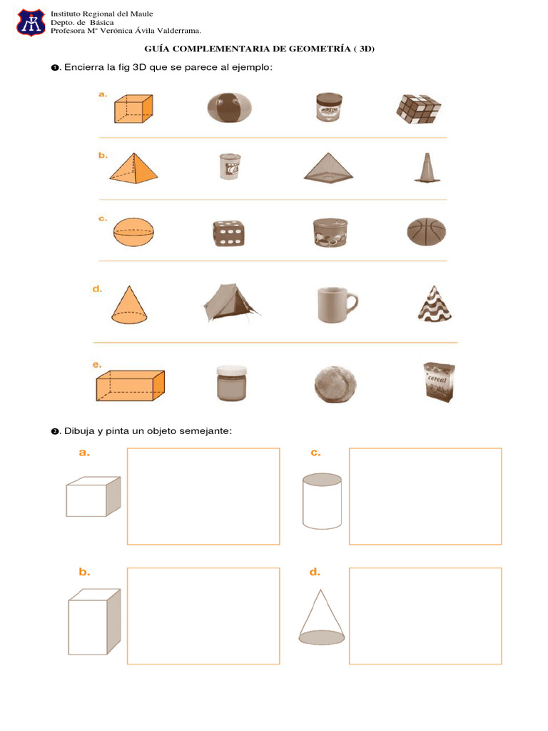 Guía de Geometría 3D para Básica | PDF