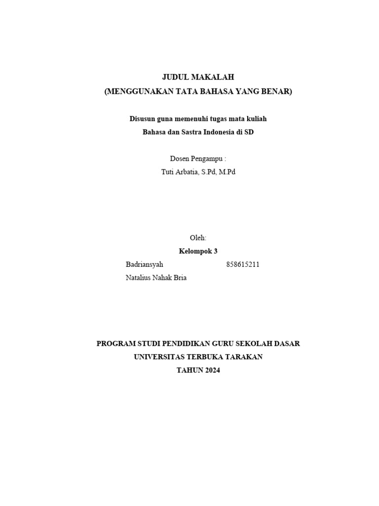 Template Penulisan Makalah 1 | PDF