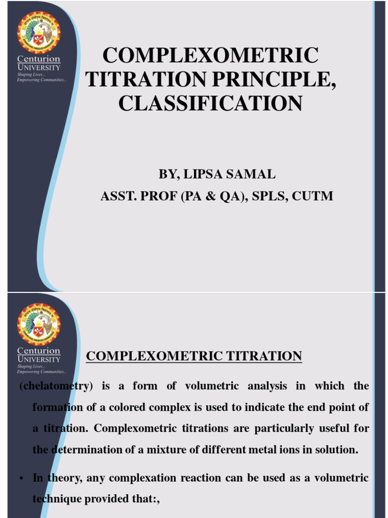 Complexometric Titration Principle, Classification: By, Lipsa Samal ...