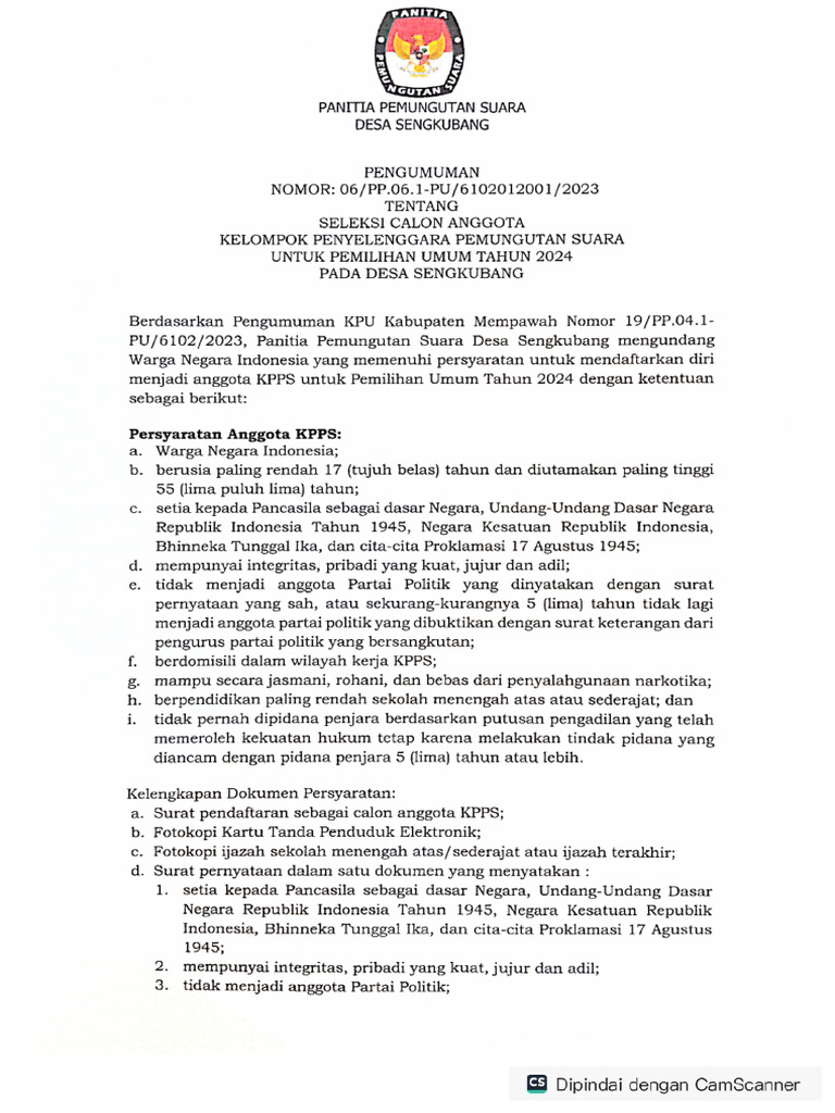 Pengumuman KPPS | PDF