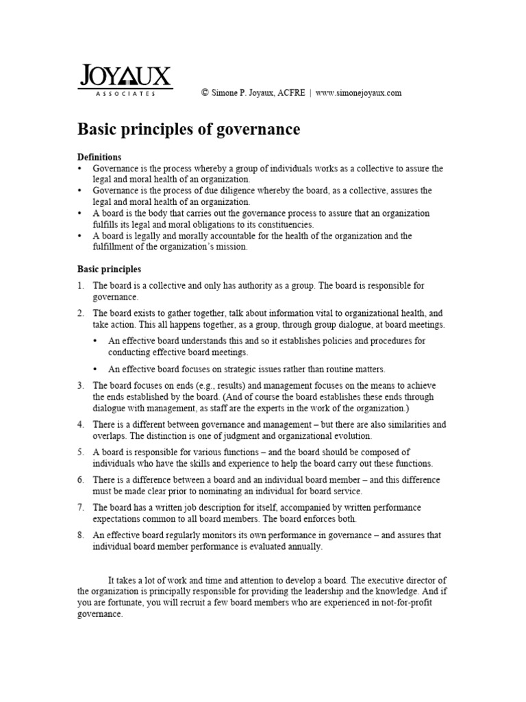 Basic Principles of Governance | PDF | Governance | Business