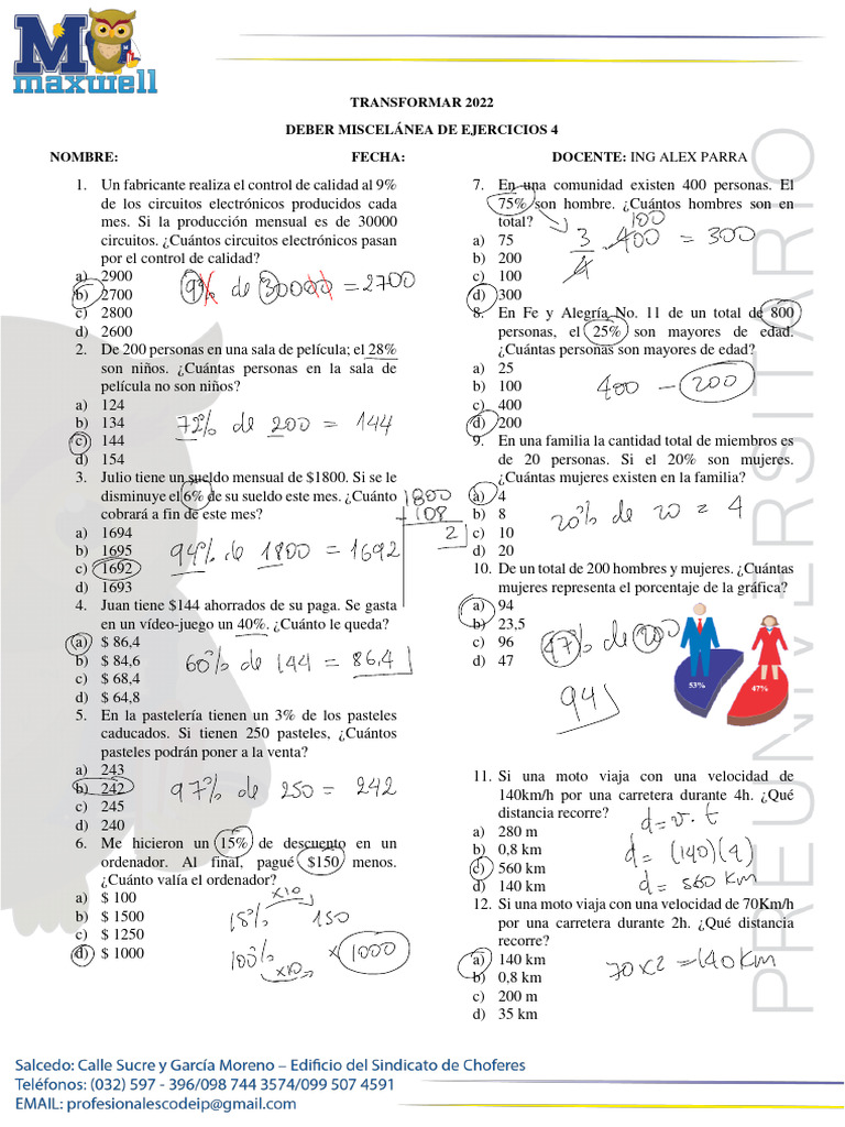Deber Miscelánea de Ejercicios 4 | PDF
