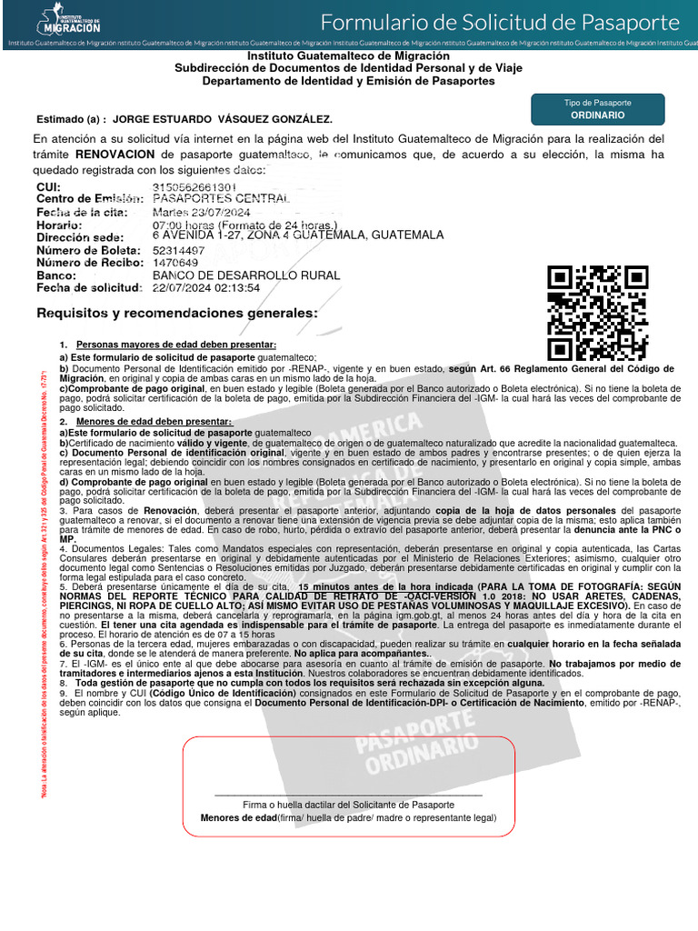 Formulario Solicitud | PDF | Guatemala | Documento de identidad