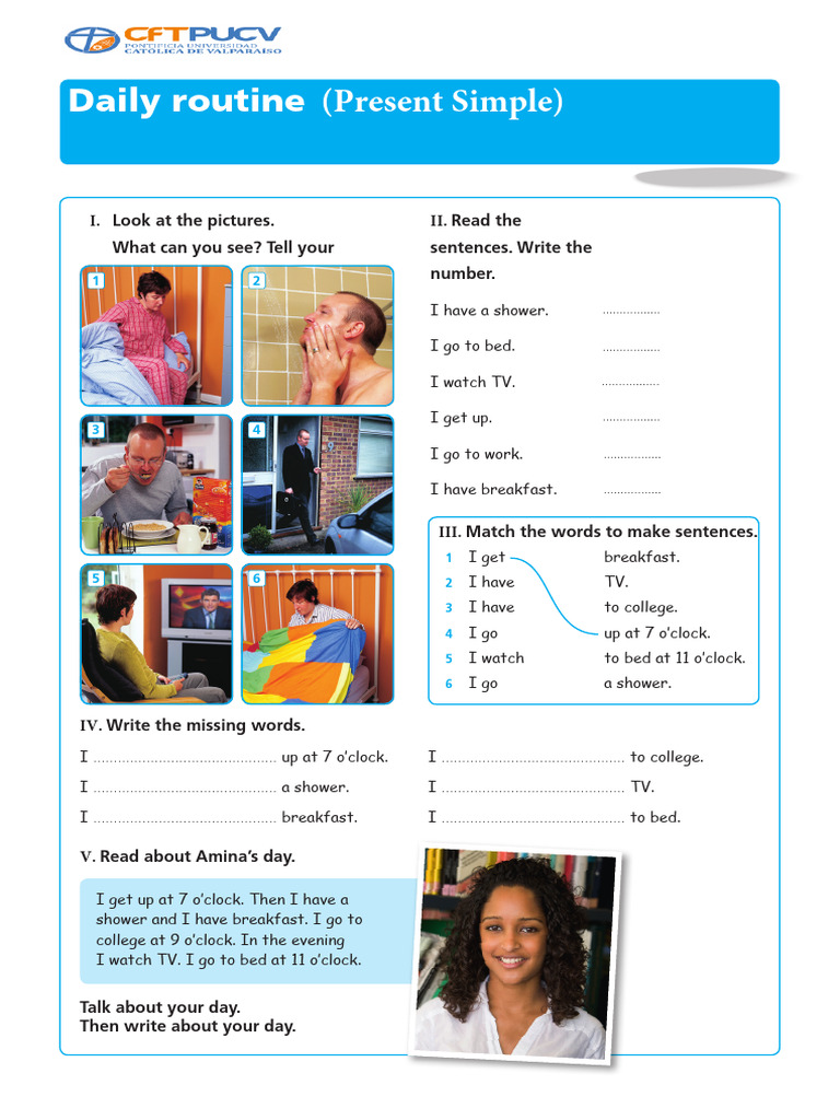 Simple Present (Daily Routine) | PDF | Lunch