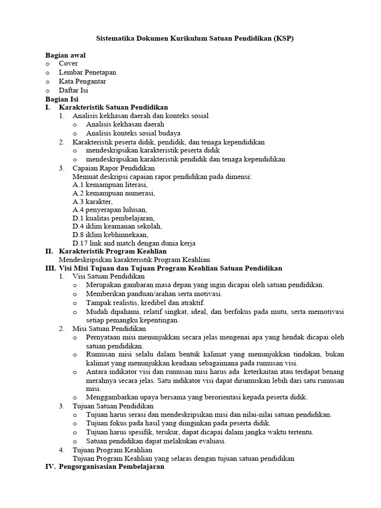 Sistematika Dokumen Kurikulum Satuan Pendidikan (KSP) SMK 2024 | PDF | Karier & Perkembangan
