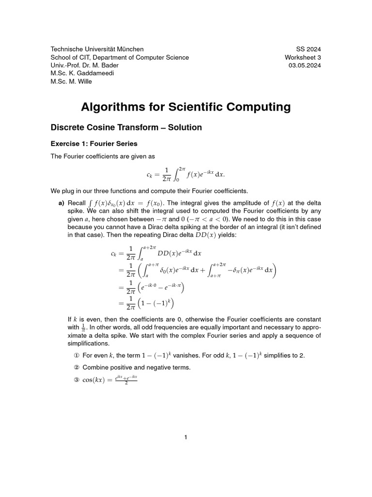 Worksheet3 Solution | PDF | Fourier Transform | Fourier Series