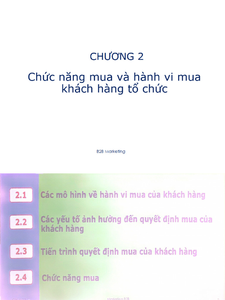 Chương 2 - Marketing b2b - CH C Năng Mua Và Hành Vi Mua Khách Hàng T CH C | PDF