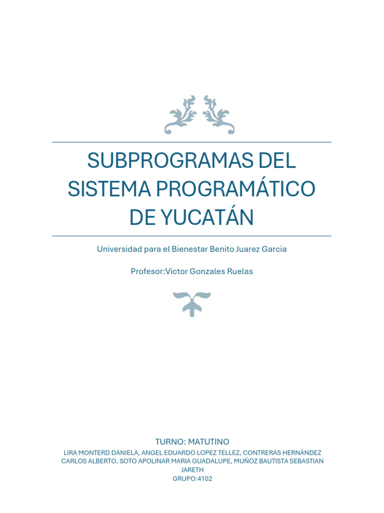 Subprogramas Del Sistema Programático de Yucatán | PDF
