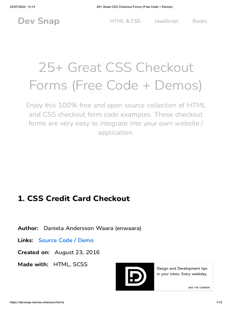 25+ Free CSS Checkout Form Examples | PDF | Html | Web Development