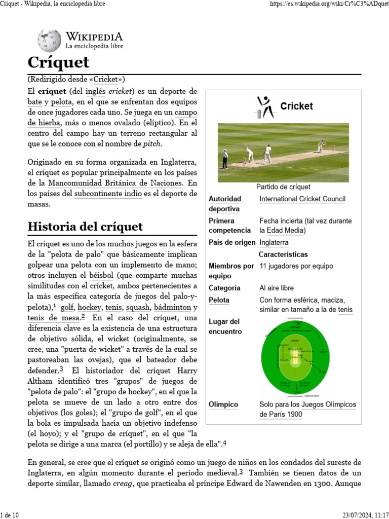 Cricket | PDF | Grillo | Deportes atléticos