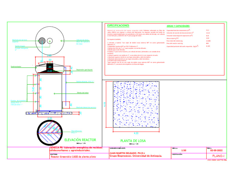 Diseño de Reactor UASB para Planta Piloto | PDF | Tubería (transporte ...