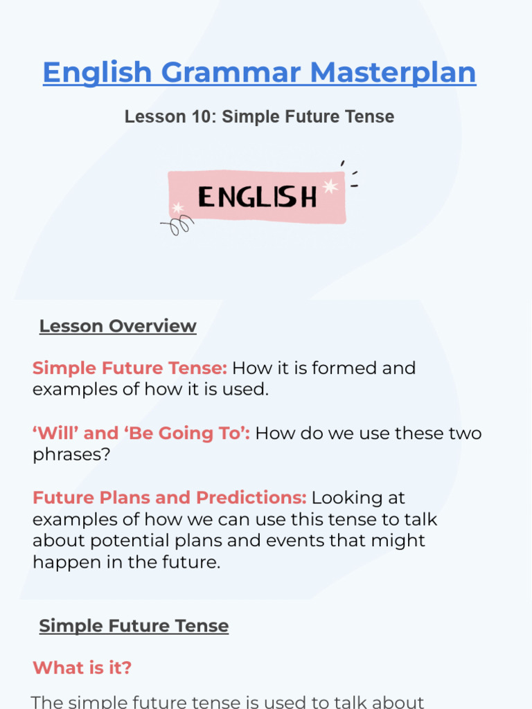 Lesson+10 +Simple+Future+Tense | PDF | Verb | Grammatical Tense