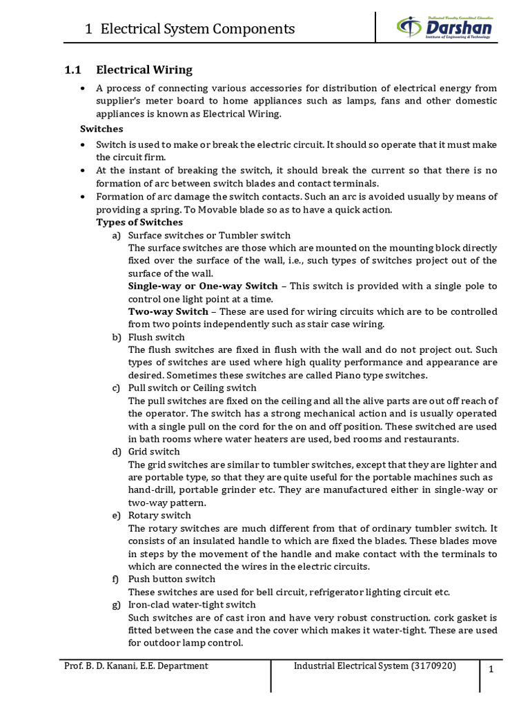 Electrical Wiring and Protection Devices | PDF | Fuse (Electrical) | Electrical Wiring