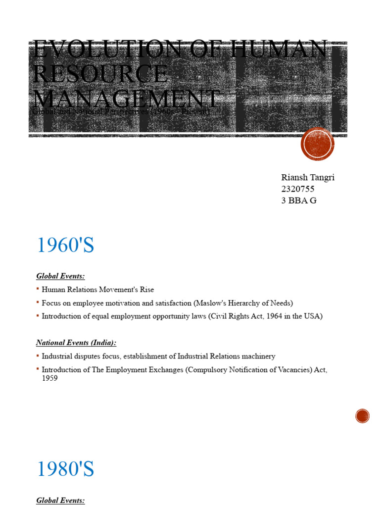 Evolution of Human Resource Management PPT by Riansh | PDF | Human ...