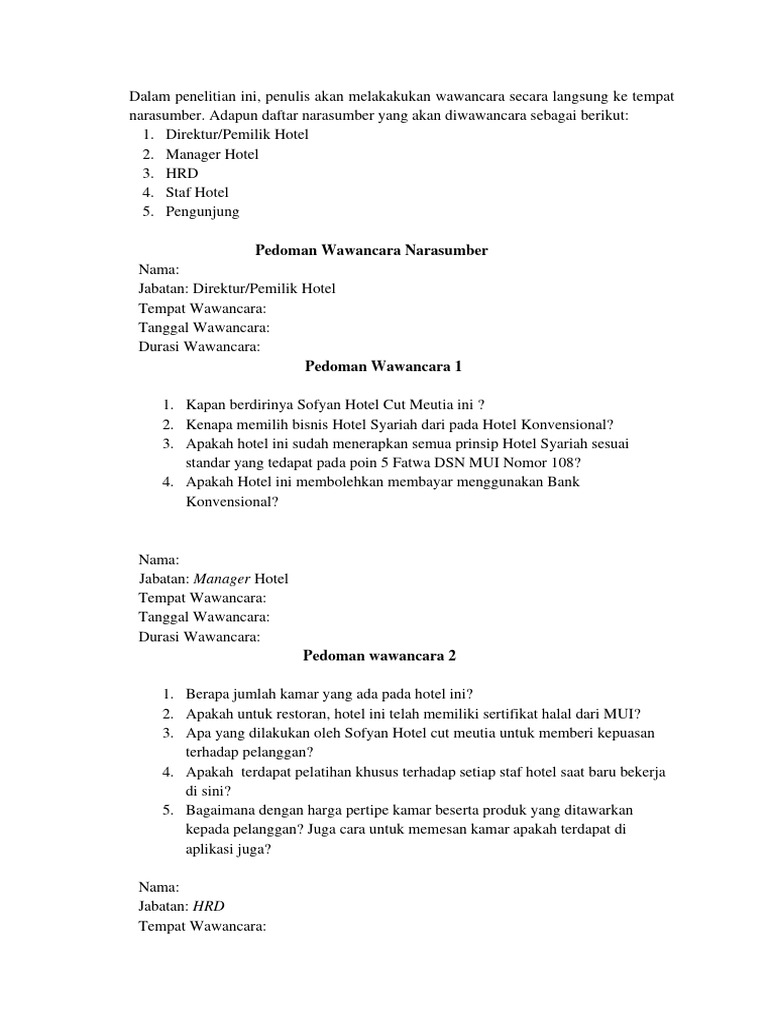 Pedoman Wawancara Skripsi | PDF