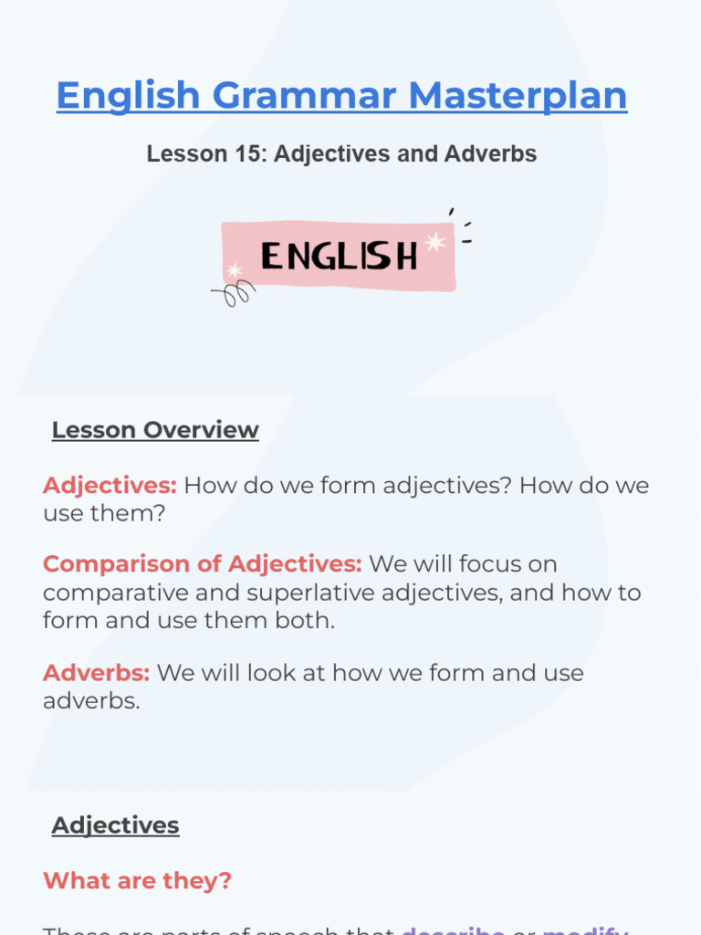 Lesson+15 +Adjectives+and+Adverbs | PDF | Adverb | Adjective