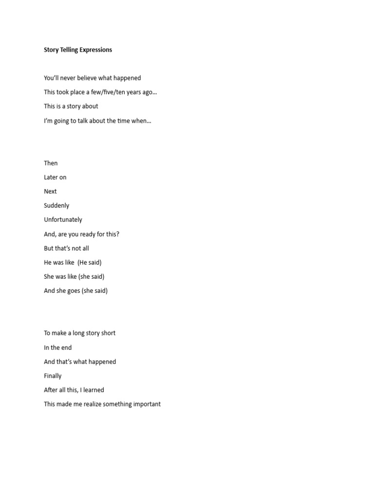 Story Telling Expressions | PDF