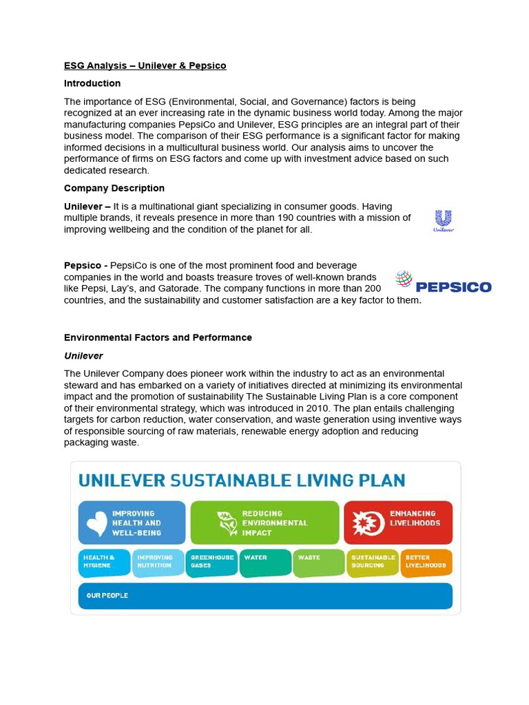 Pepsico Unilever PIP Assignment Draft 4 | PDF | Sustainability | Governance