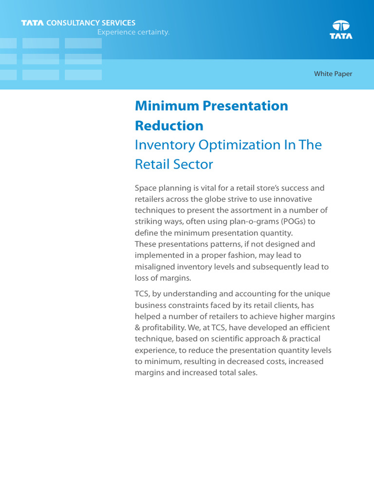 Minimum Presentation Reduction for Retail | PDF | Inventory | Supply Chain