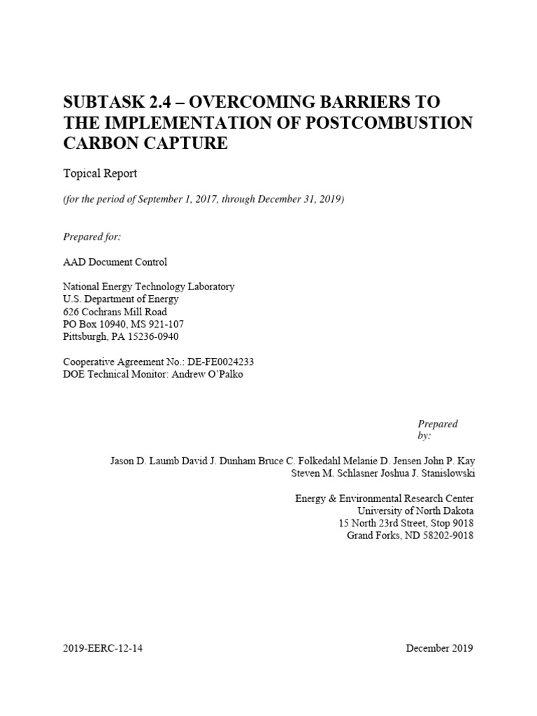 Subtask 2.4 Co2 | PDF | Carbon Capture And Storage | Enhanced Oil Recovery