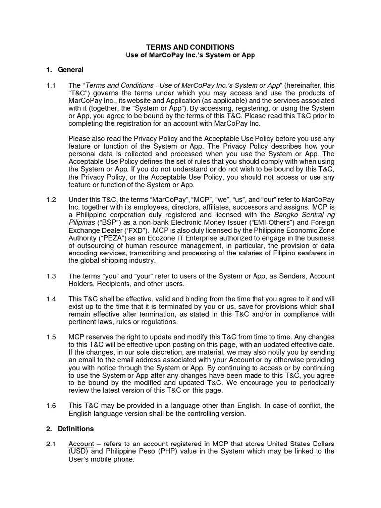 MarCoPay User Terms Guide | PDF | Debit Card | Foreign Exchange Market