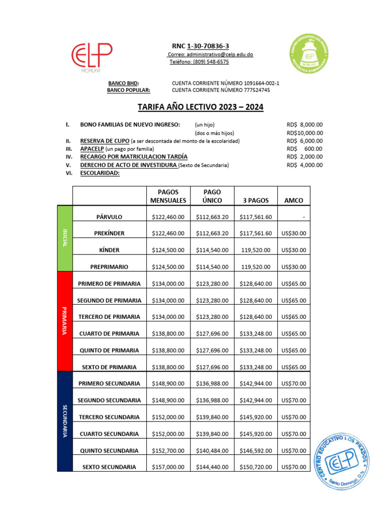 TARIFA 2023-2024_MASTER | PDF