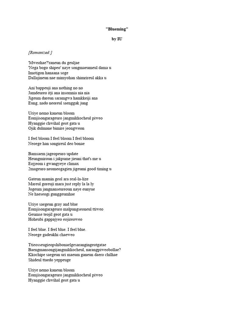Blueming by IU | PDF