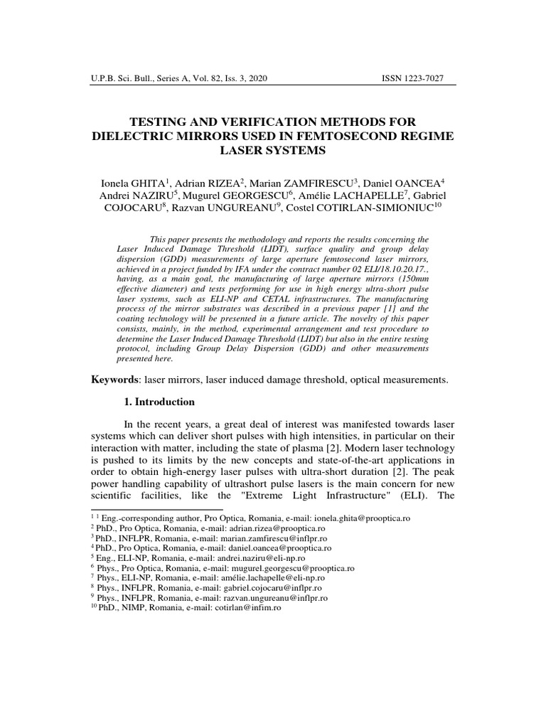 Testing and Verification Methods For Dielectric Mirrors Used in ...