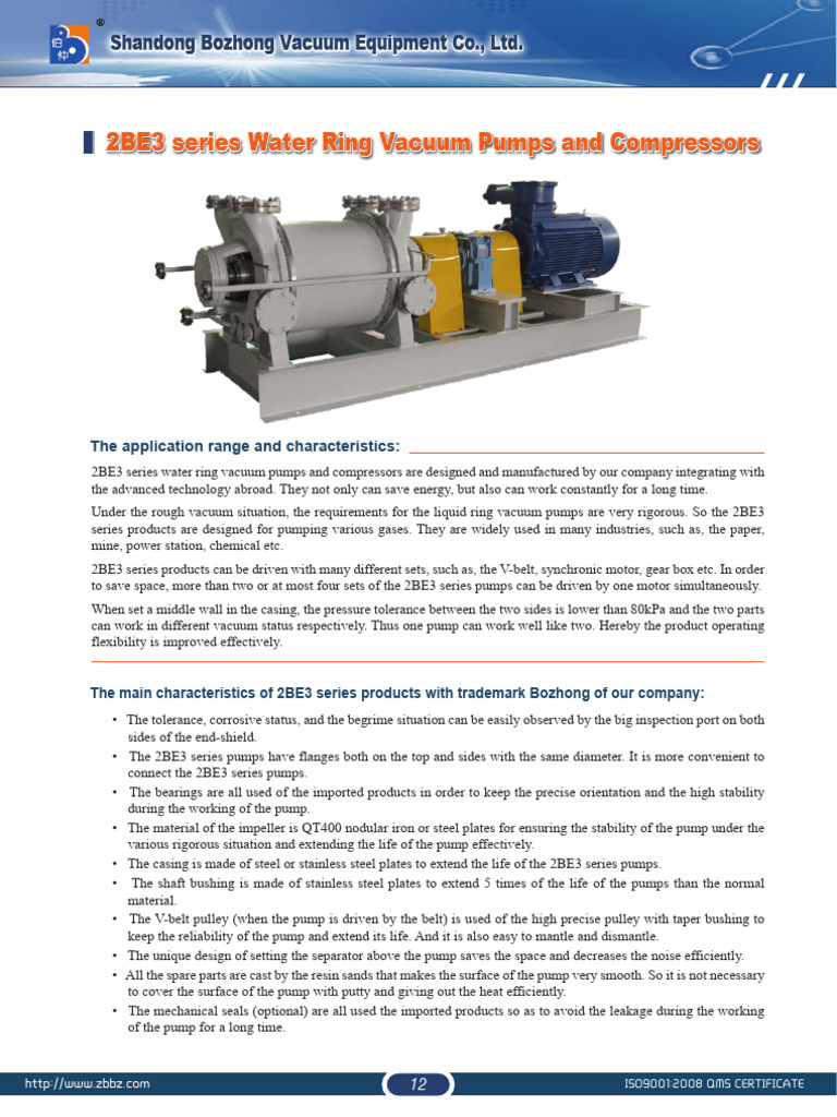 2BE3-Vaccum Pump - Compressor Series | PDF | Pump | Vacuum
