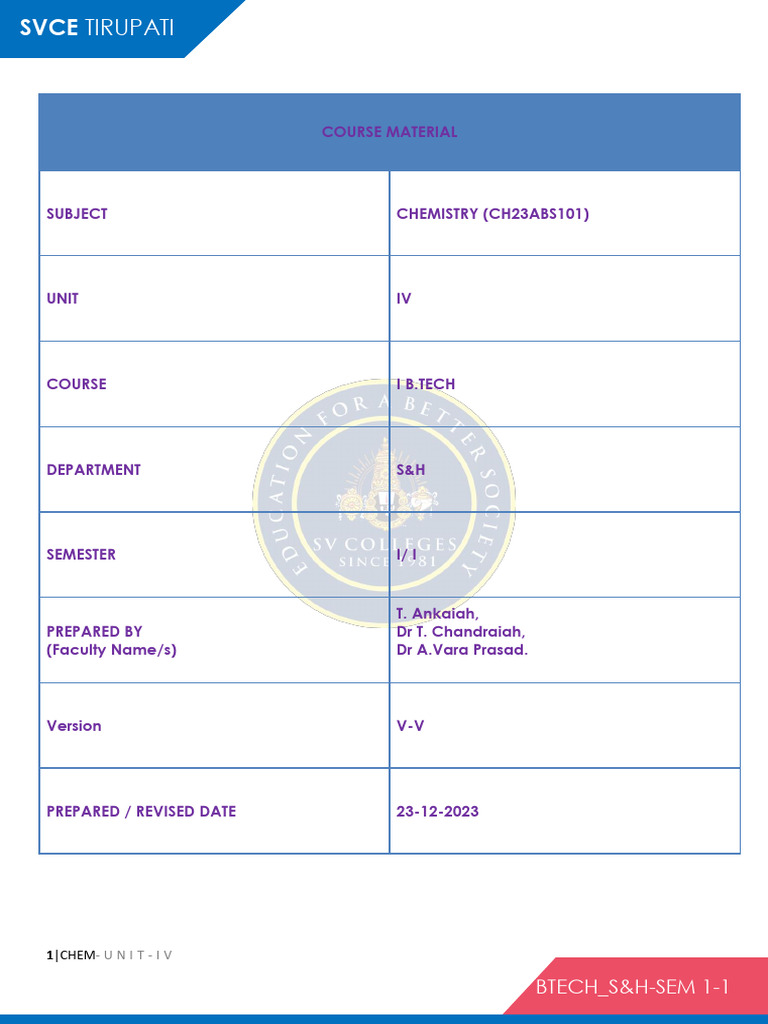 Che Unit-IV Polymer Chemistry 2023 | PDF | Polymerization | Natural Rubber