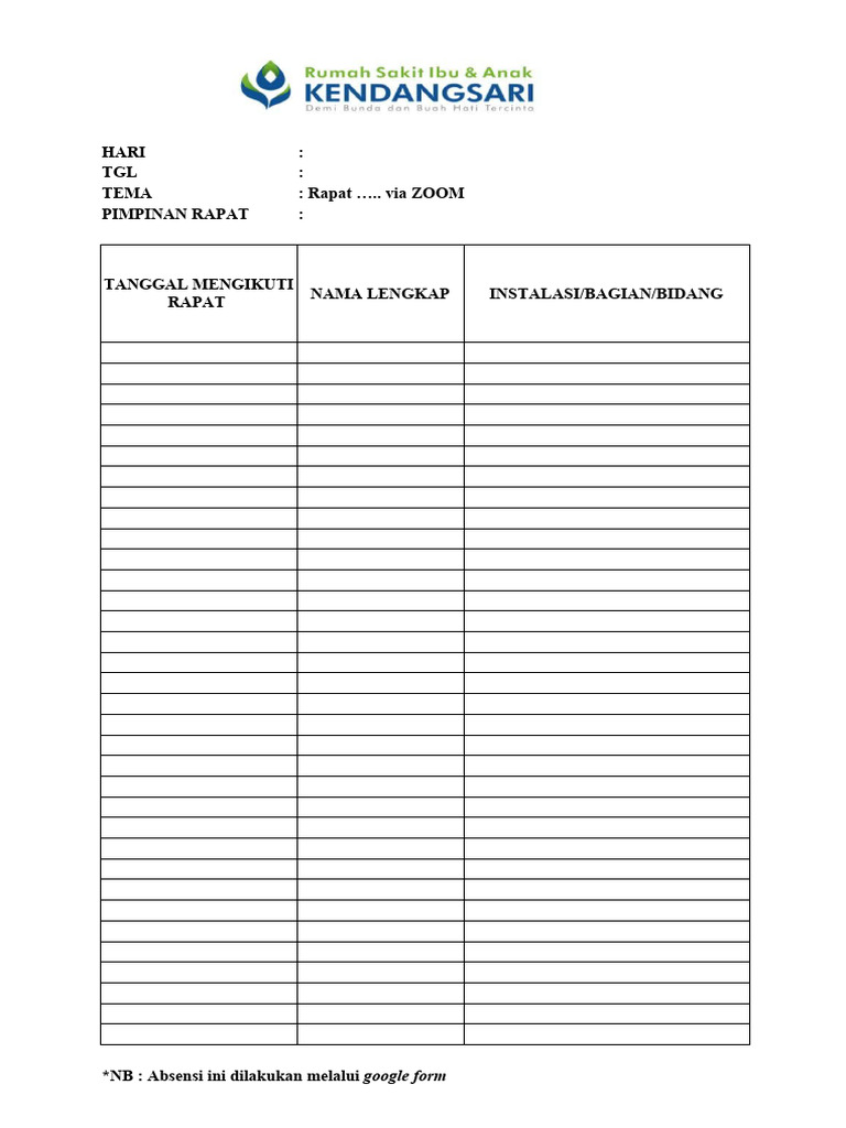 Template Absensi Rapat Online | PDF