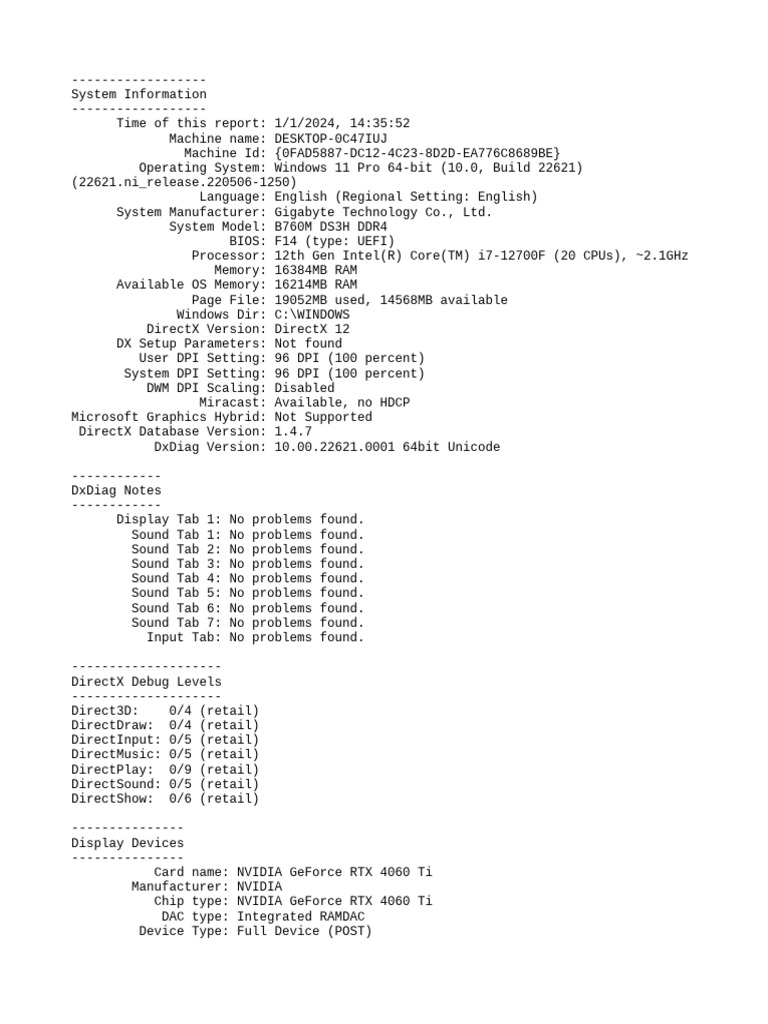 Beamng Dxdiag | PDF | Device Driver | Ibm Pc Compatibles
