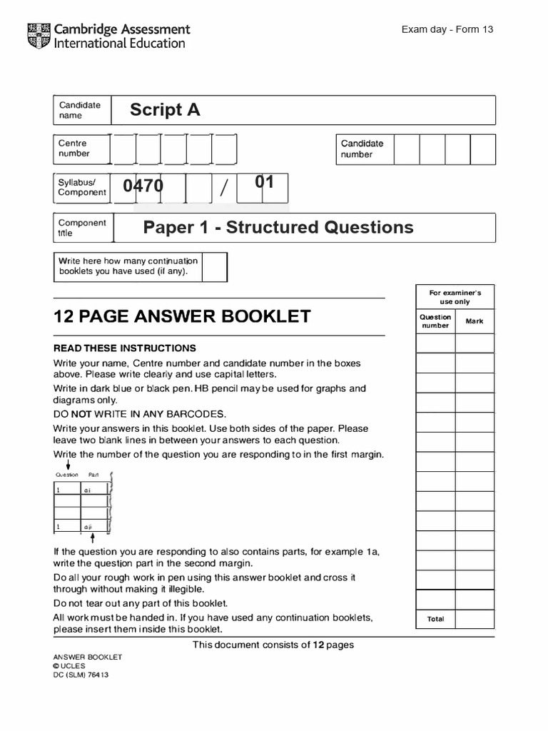 Script A IGCSE Specimen Question Papers | PDF | Qualifications ...